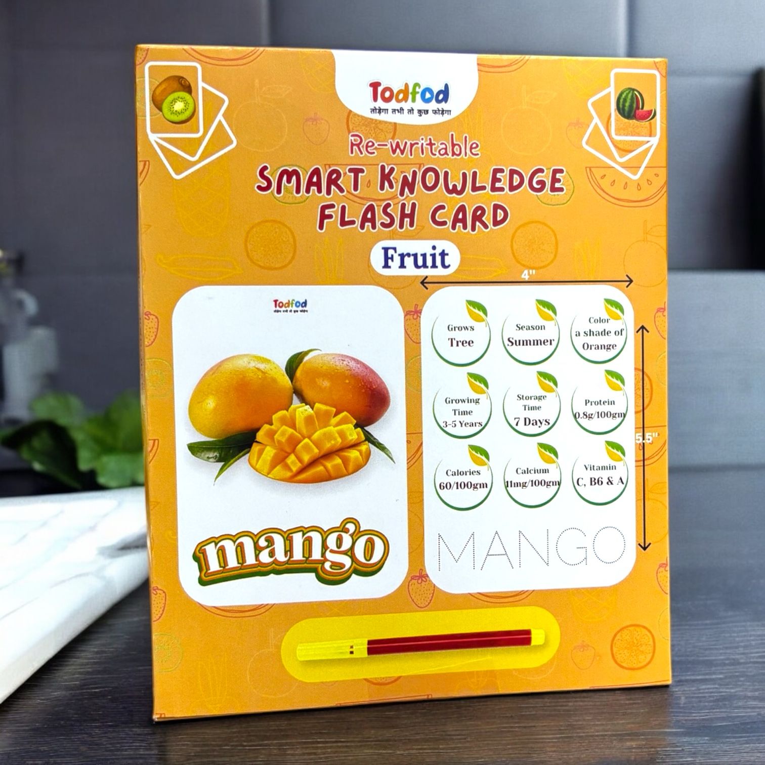 Todfod Writeable Fruits Flash Cards for Kids | Educational Fruit ...